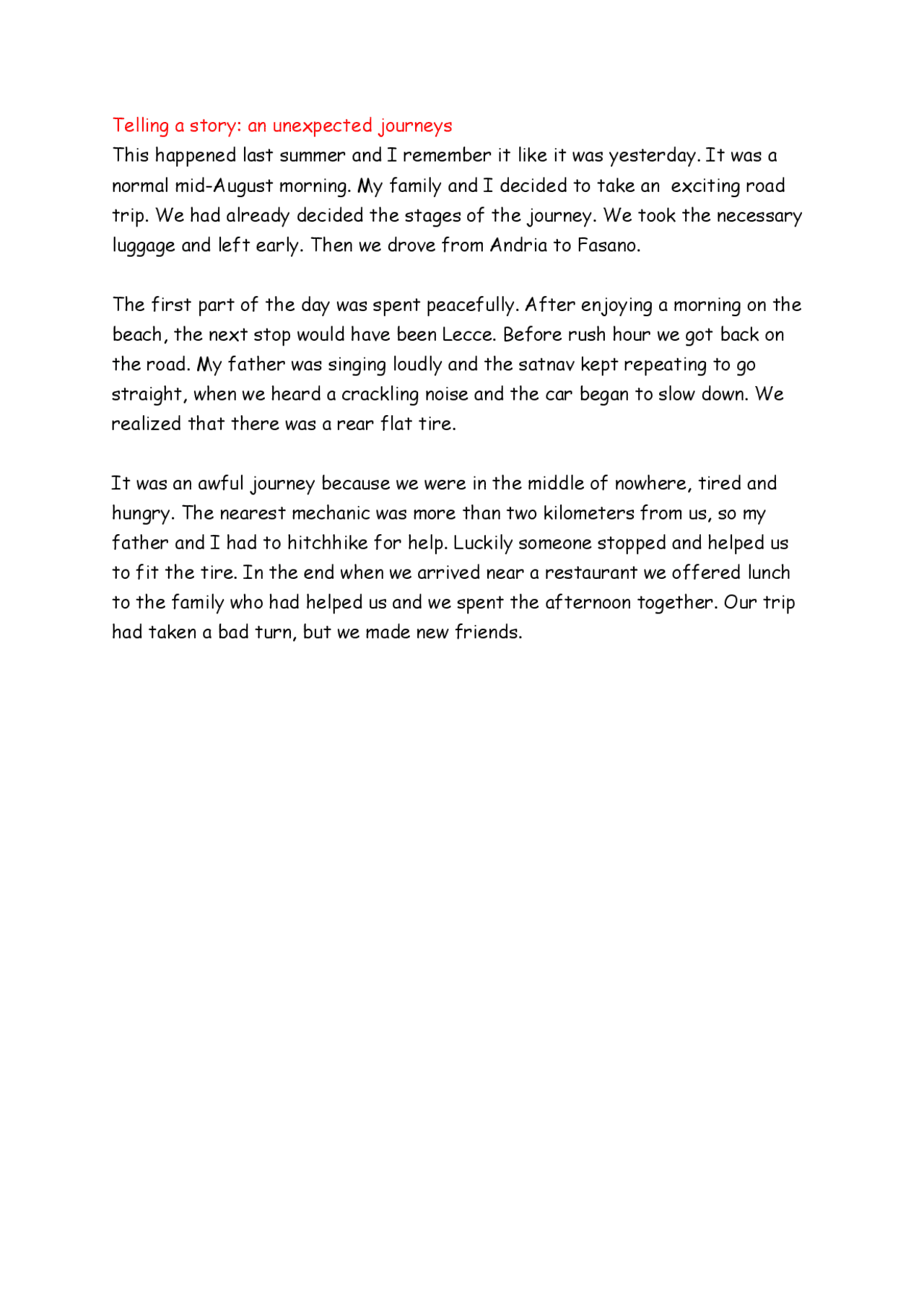 Telling A Story An Unexpected Journeys Esercizi Di Inglese Docsity