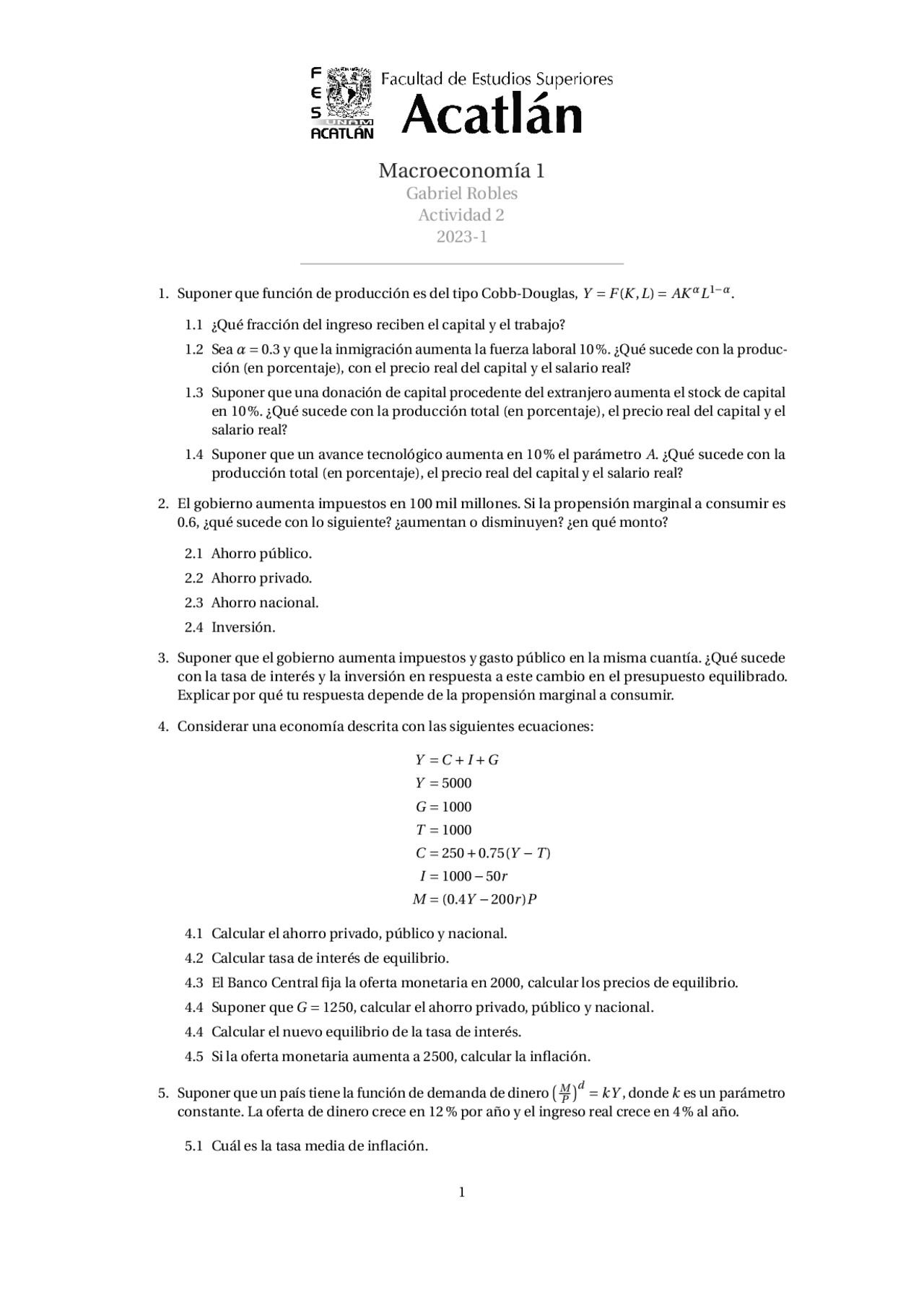 Ejercicios Mankiw Macroeconomía Ejercicios De Macroeconomía Docsity