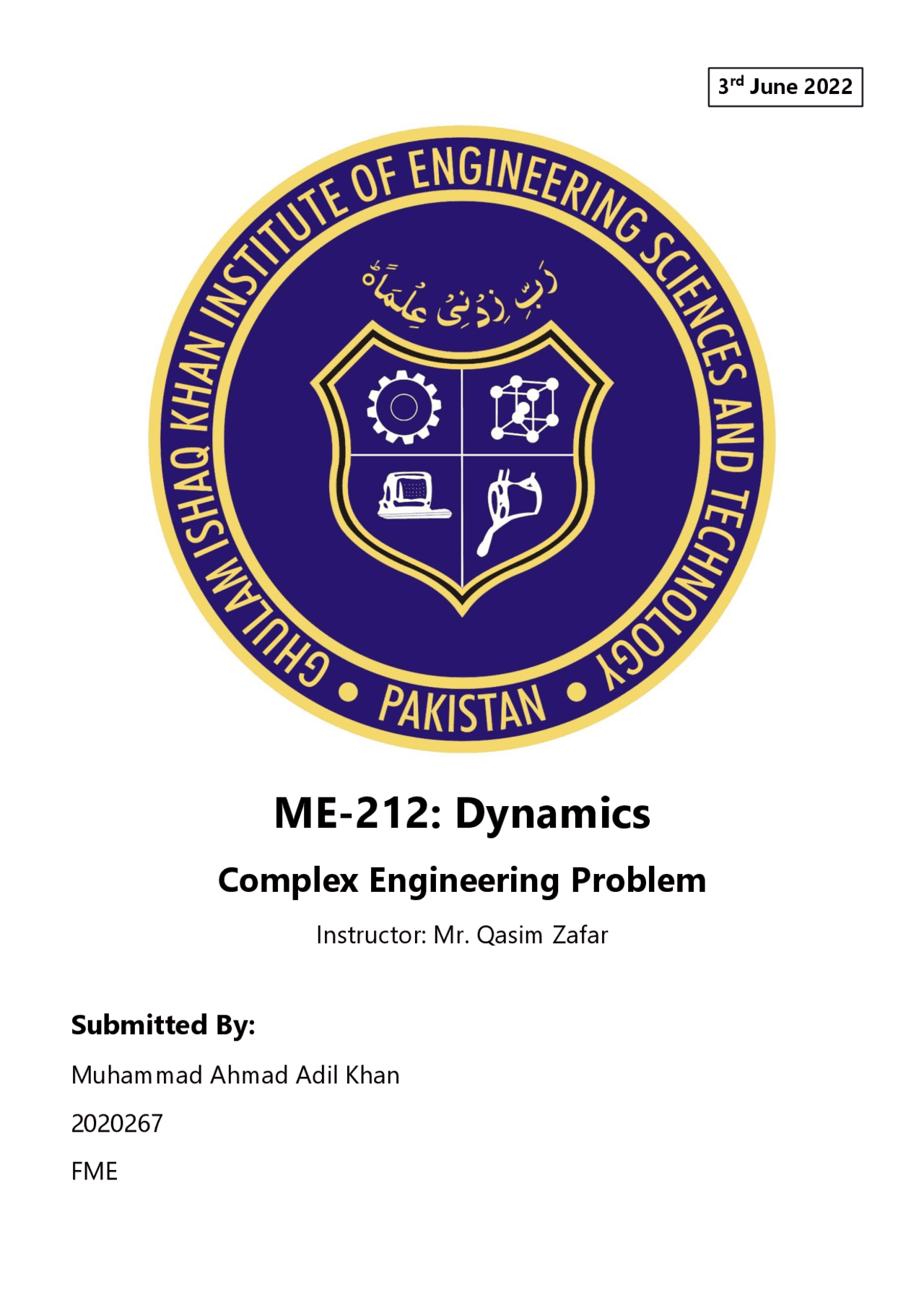 ME-212: Dynamics Complex Engineering Problem | Study Guides, Projects ...