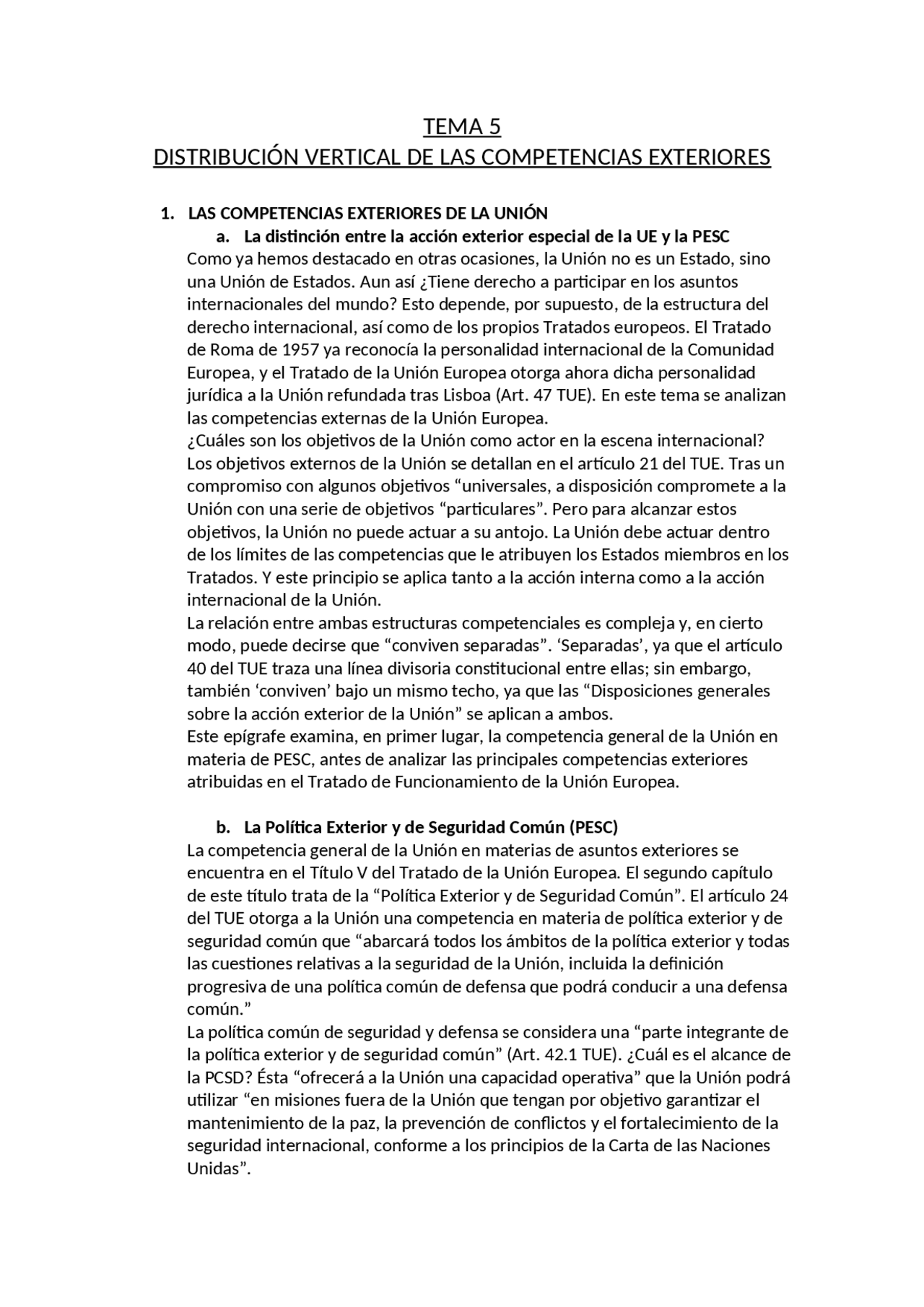 Diferencia entre Acción Exterior Especial de la UE y PESC: Competencias ...