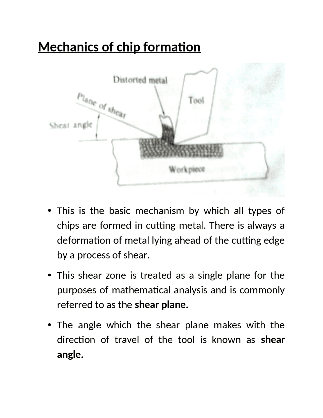 Mechanics of chip formation | Study notes Principles of Machine Tool ...