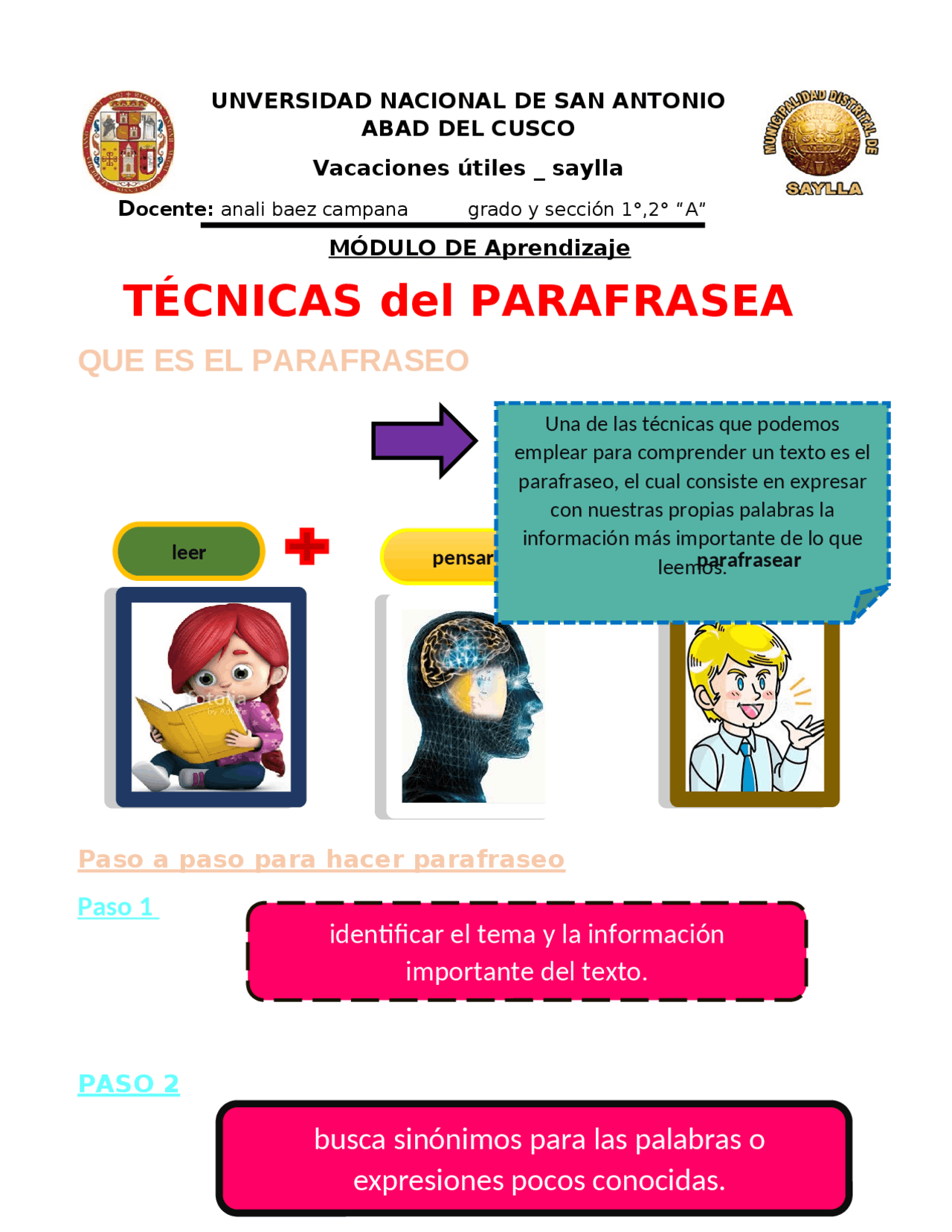 Técnicas de Parafraseo: Comprender y Expresar Información Importante de ...