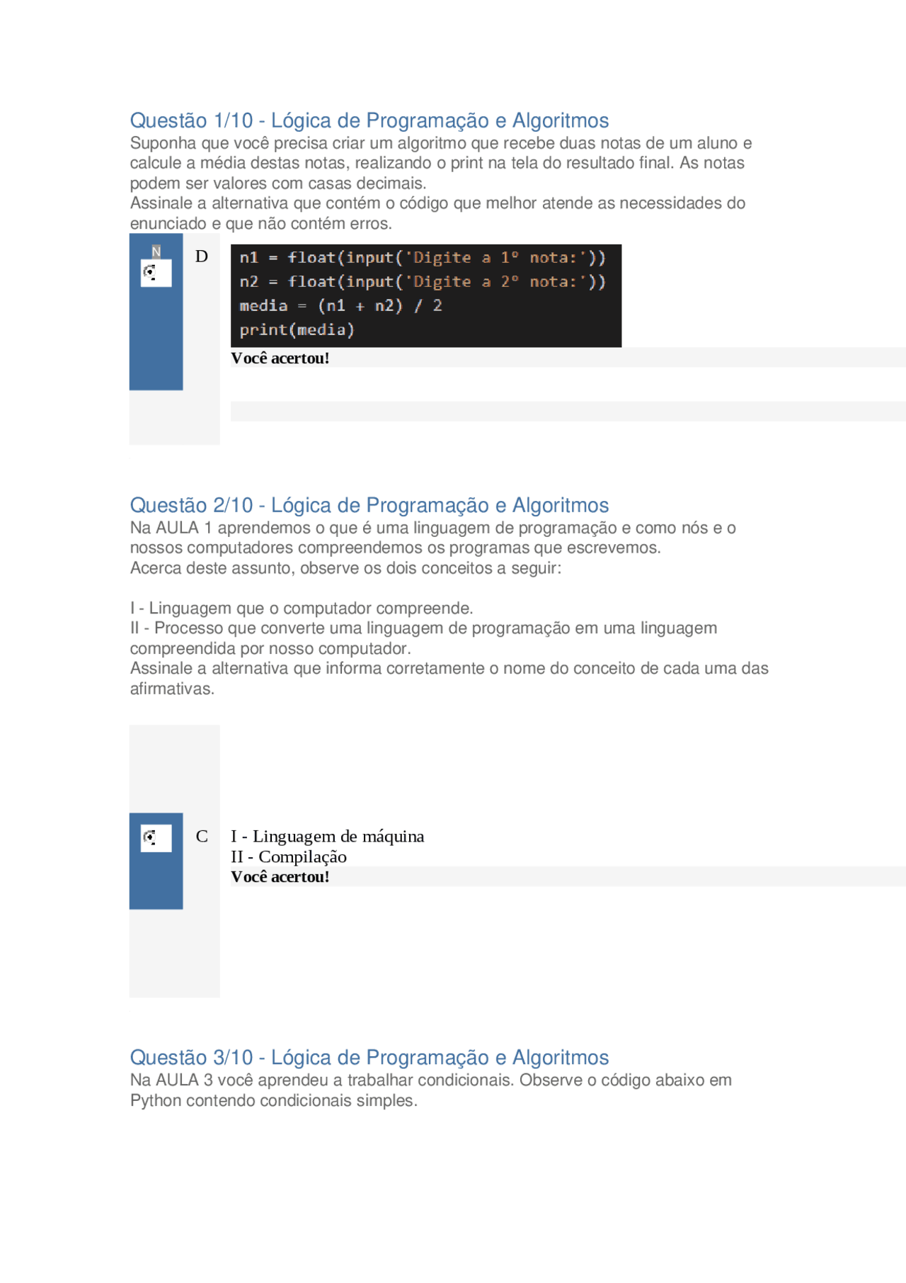 Prova De Linguagem E Programação Provas Linguagem De Programação