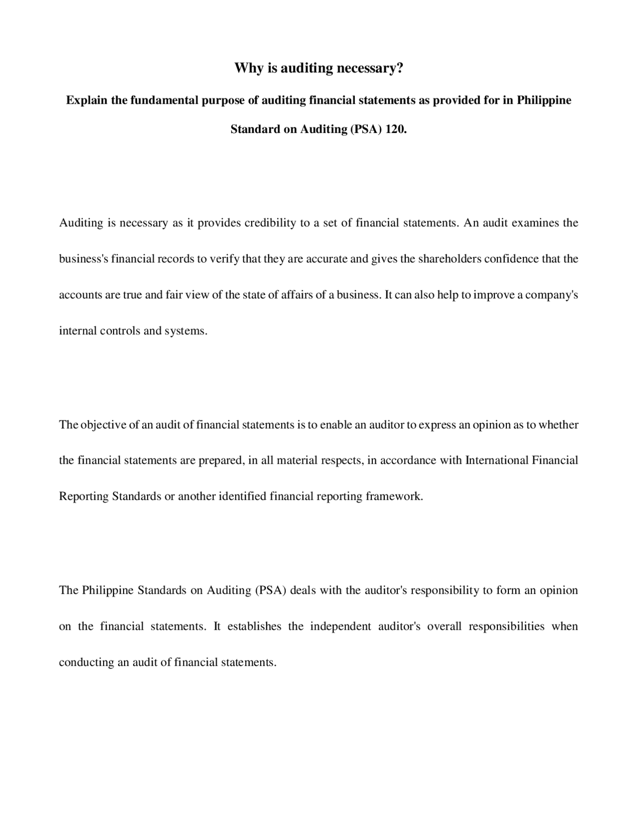 Auditing And Assurance Concepts And Applications 1 Assignments