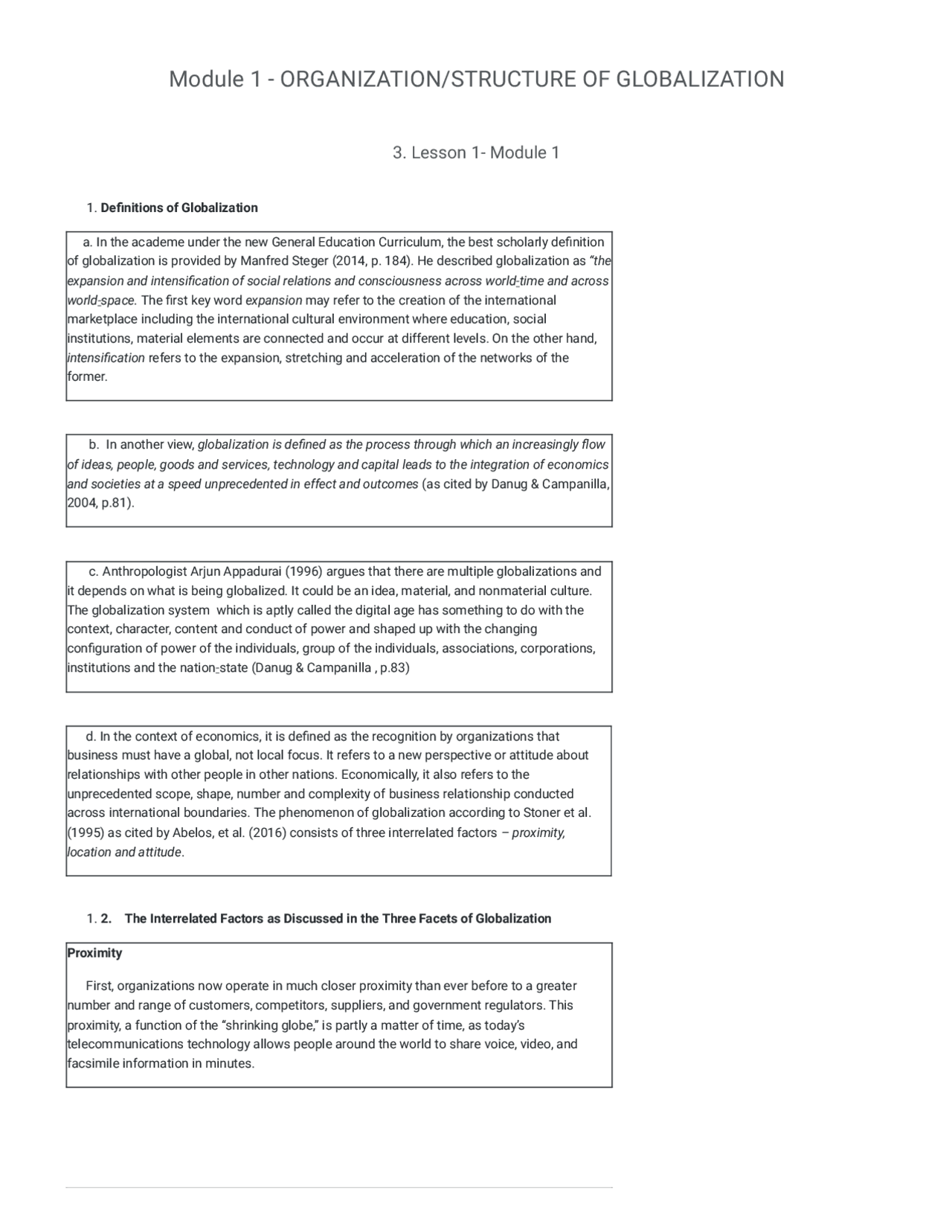 The Organizations And Globalization Structure Lecture Notes Political
