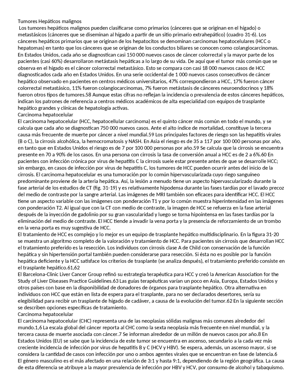 Tumores Hepáticos Malignos Apuntes De Oncología Docsity