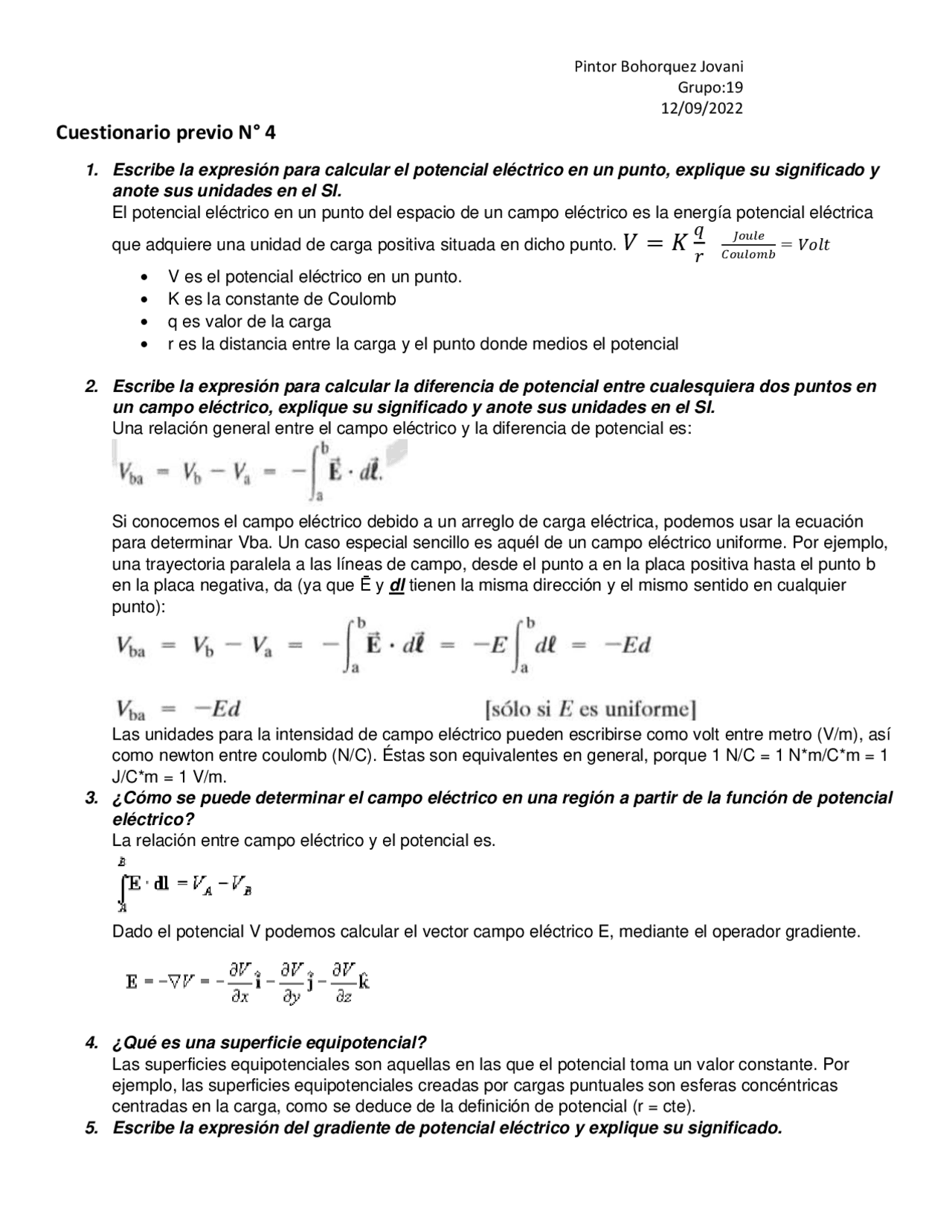 Previo de electricidad | Guías, Proyectos, Investigaciones de Electromagnetismo | Docsity