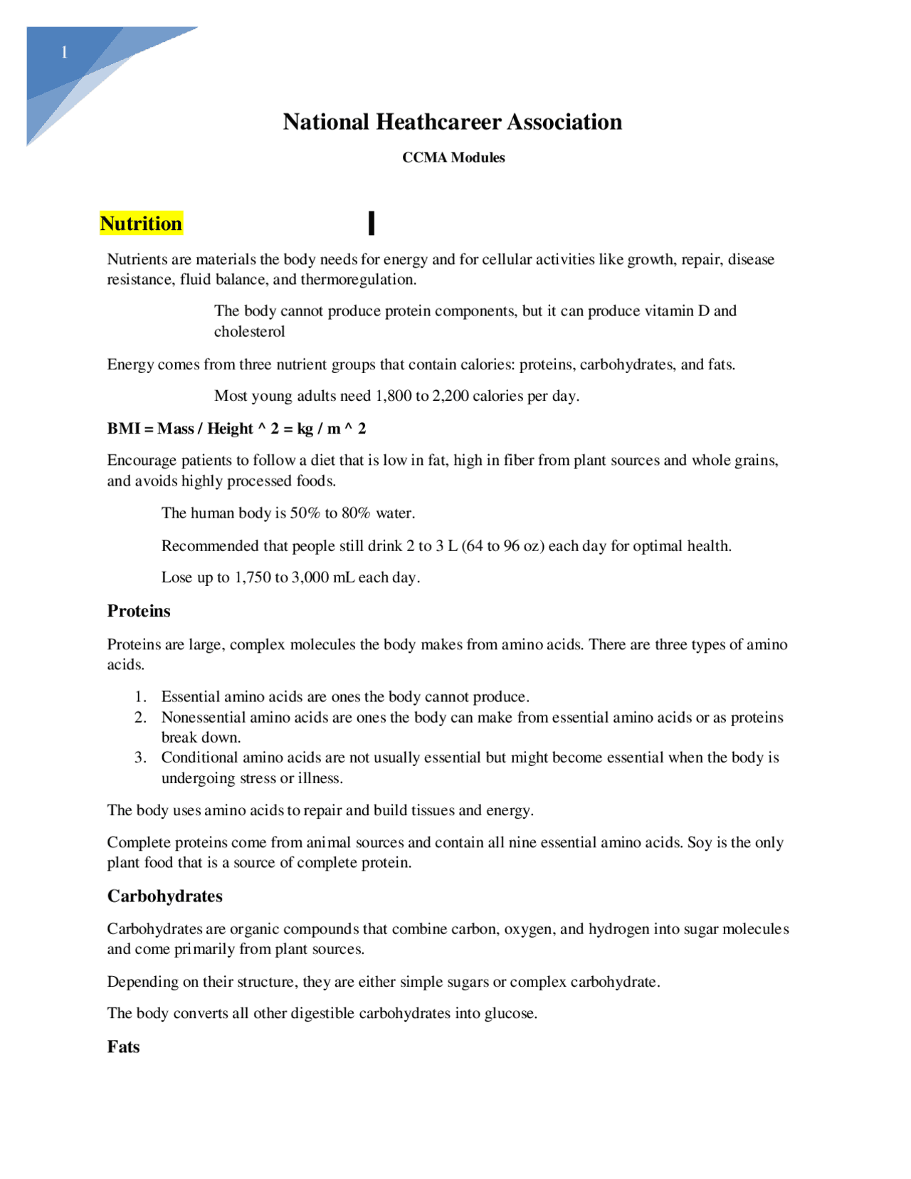 Ccma Nha Modules Updated Exams Nursing Docsity