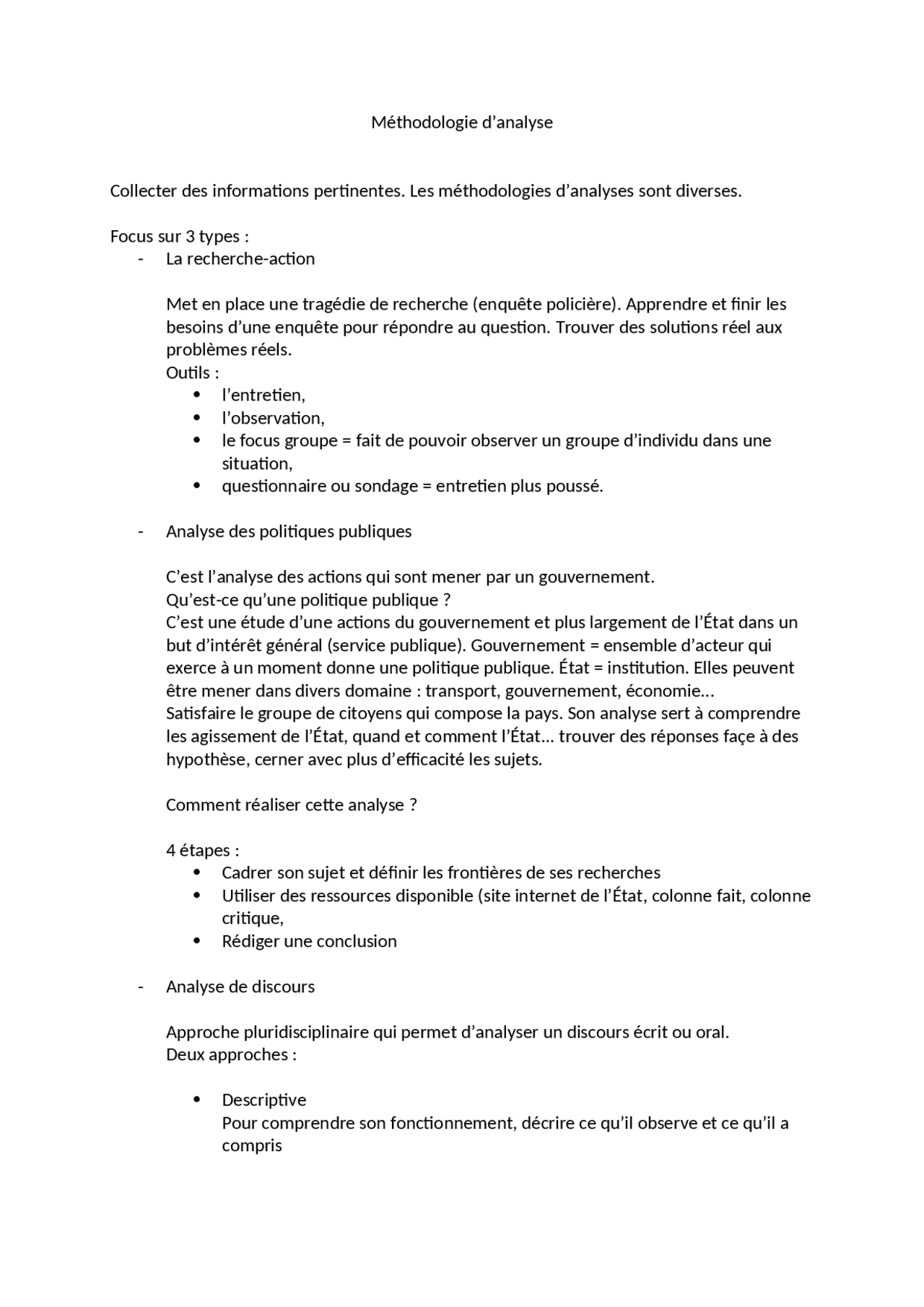 Méthodologie Danalyse Notes Programmation Méthodologie Docsity