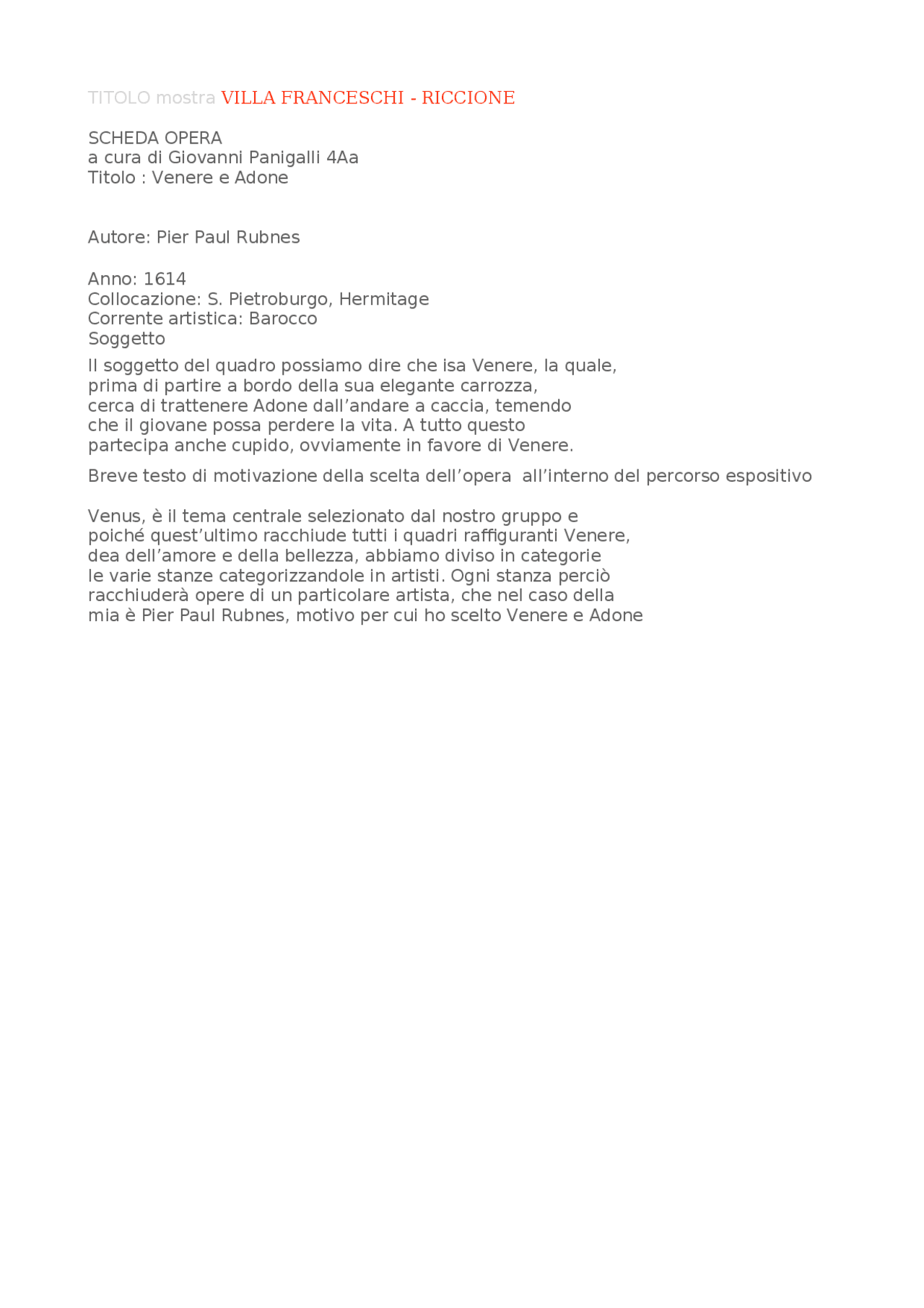 Venere e Adone di Pier Paolo Rubens: Una rappresentazione del mito di ...