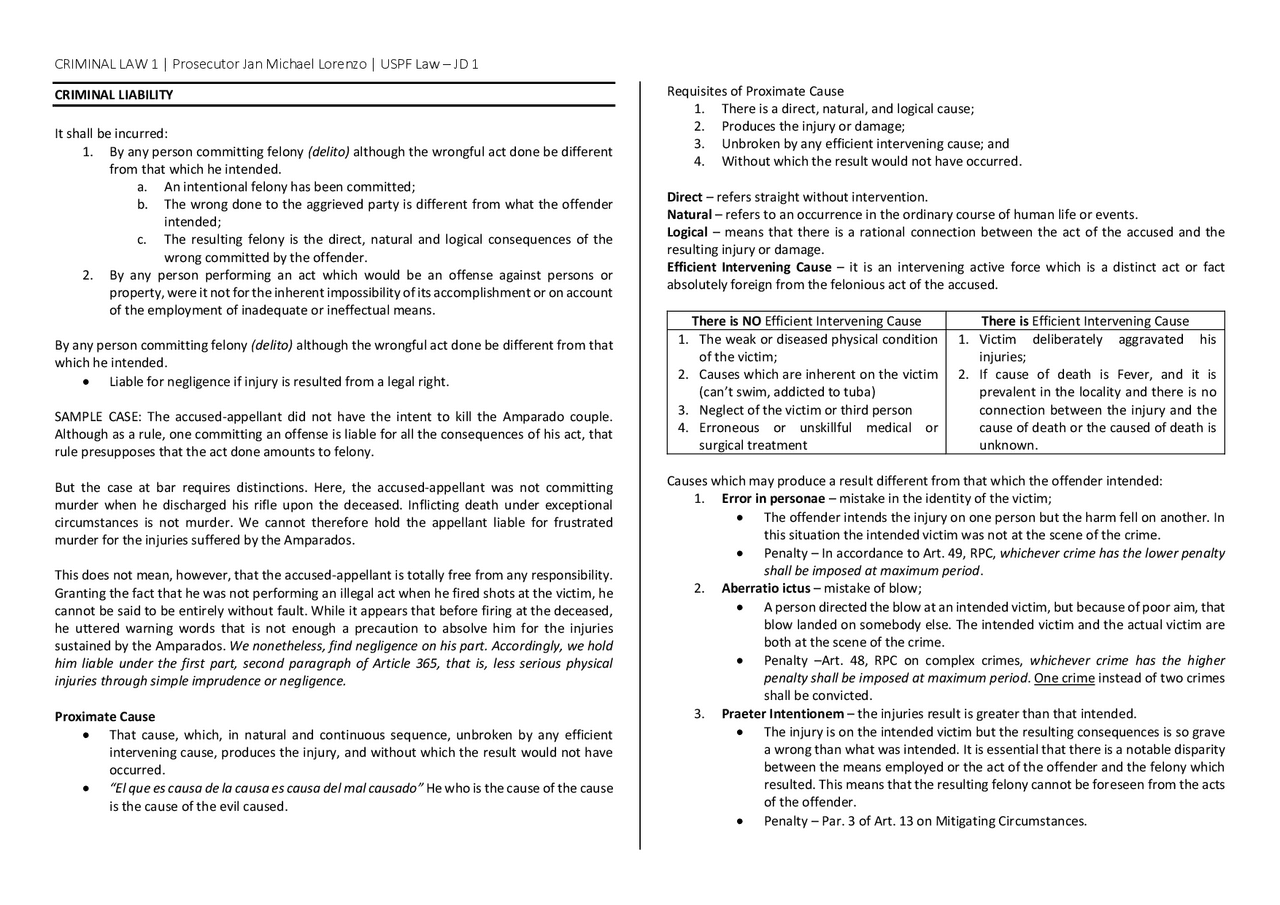 Criminal Law Third Week Topic Lecture Notes Criminal Law Docsity
