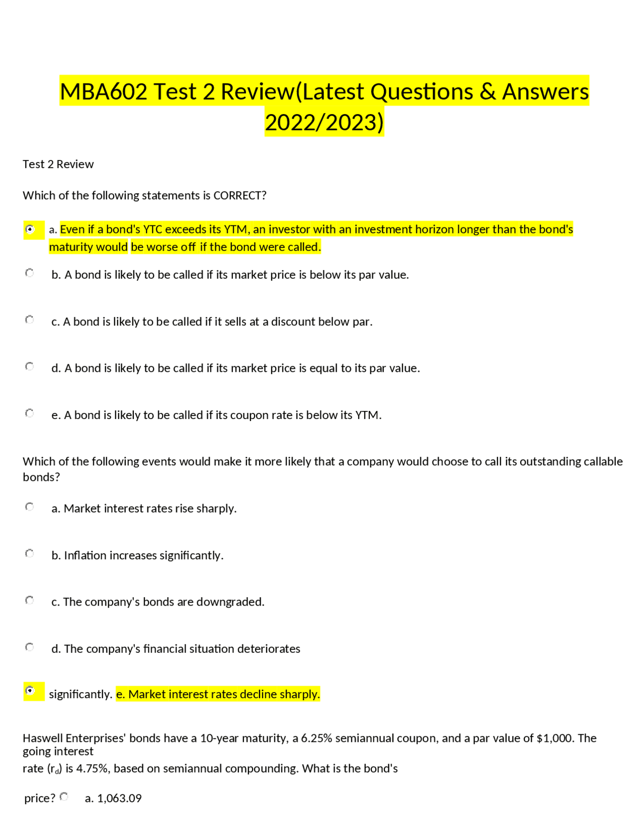 MBA602 Test 2 Review(Latest Questions & Answers 2022/2023) | Exams ...