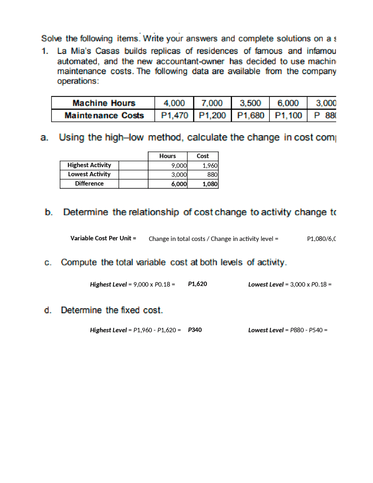 High Low Method Quizzes Quizzes Cost Accounting Docsity