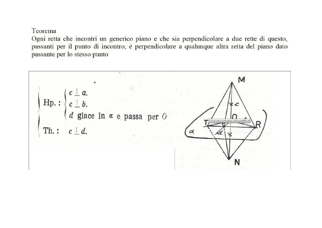 Teorema delle 3 Rette Perpendicolari | Schemi e mappe concettuali di ...