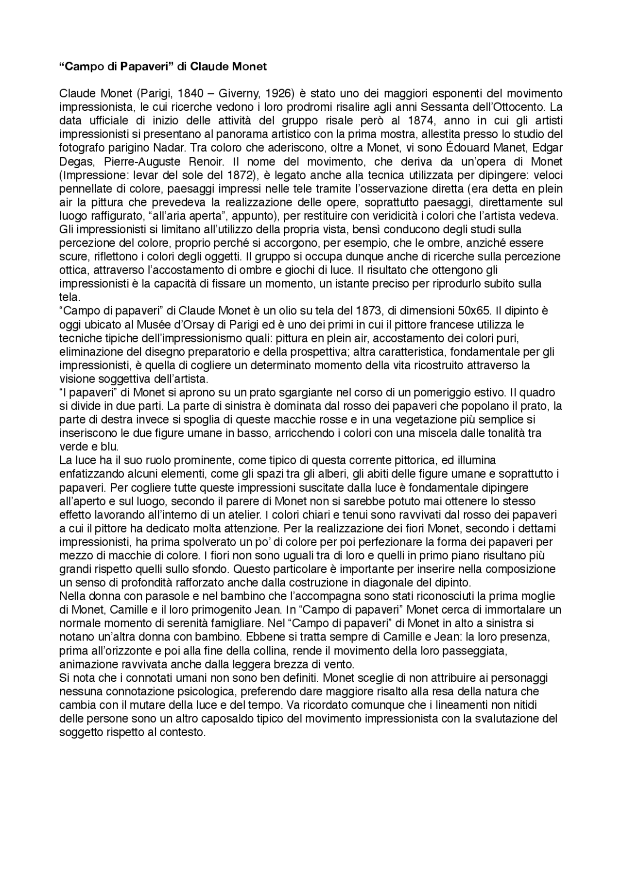 Claude Monet E Campo Di Papaveri Guide Progetti E Ricerche Di