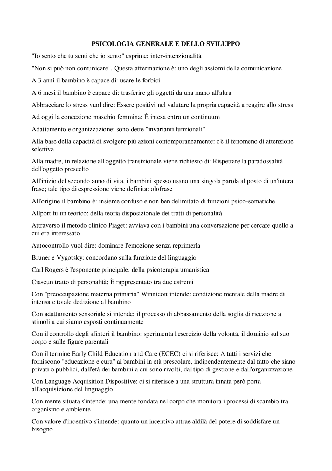 Psicologia Generale E Dello Sviluppo Corso Esei Panieri Di Psicologia