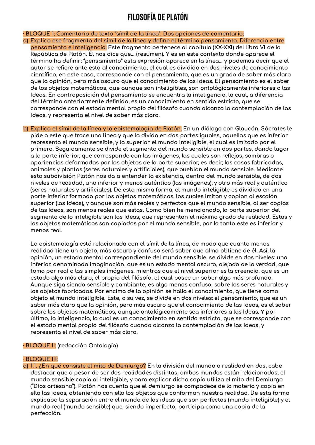 Actividades de la filosofía de Platón | Ejercicios de Historia de la ...