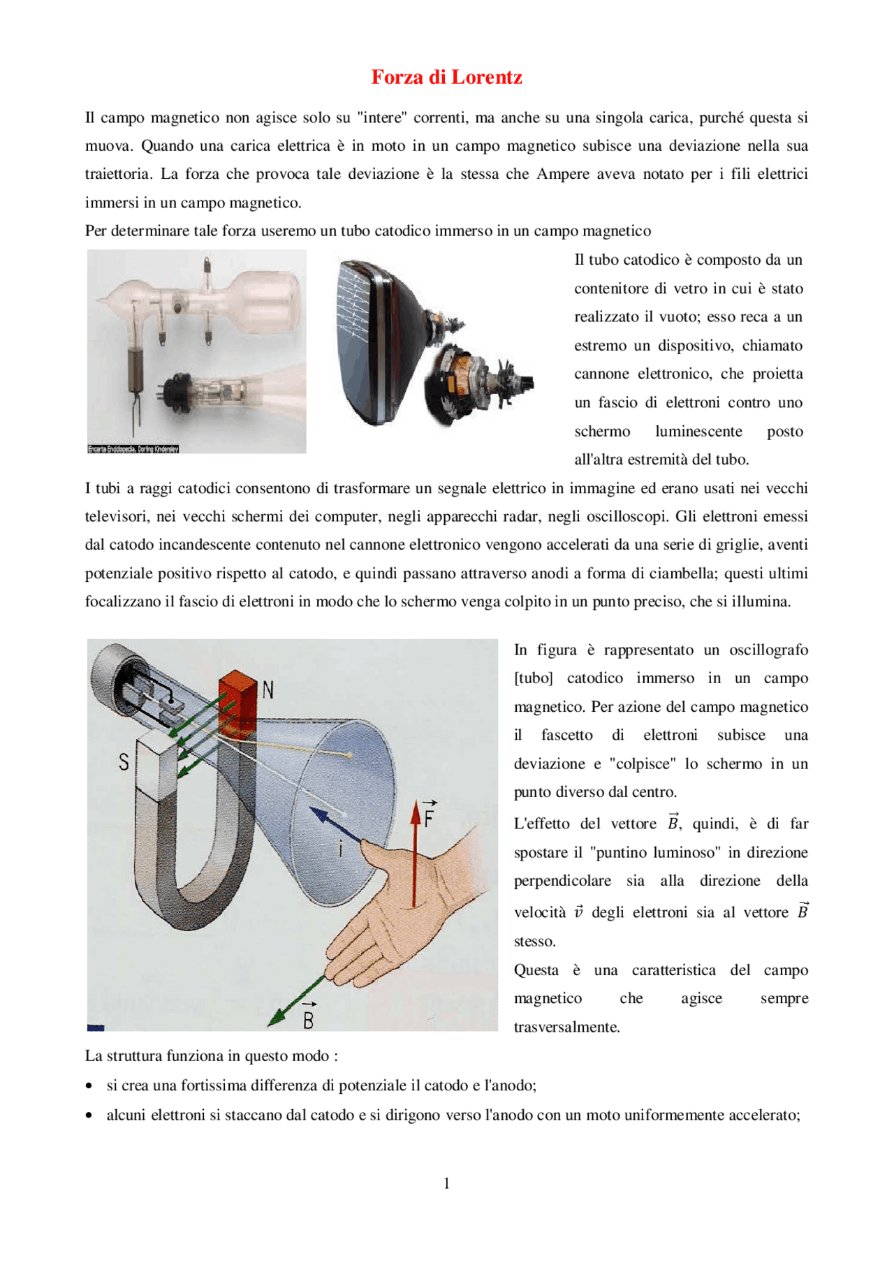 Forza Di Lorentz Schemi E Mappe Concettuali Di Fisica Docsity