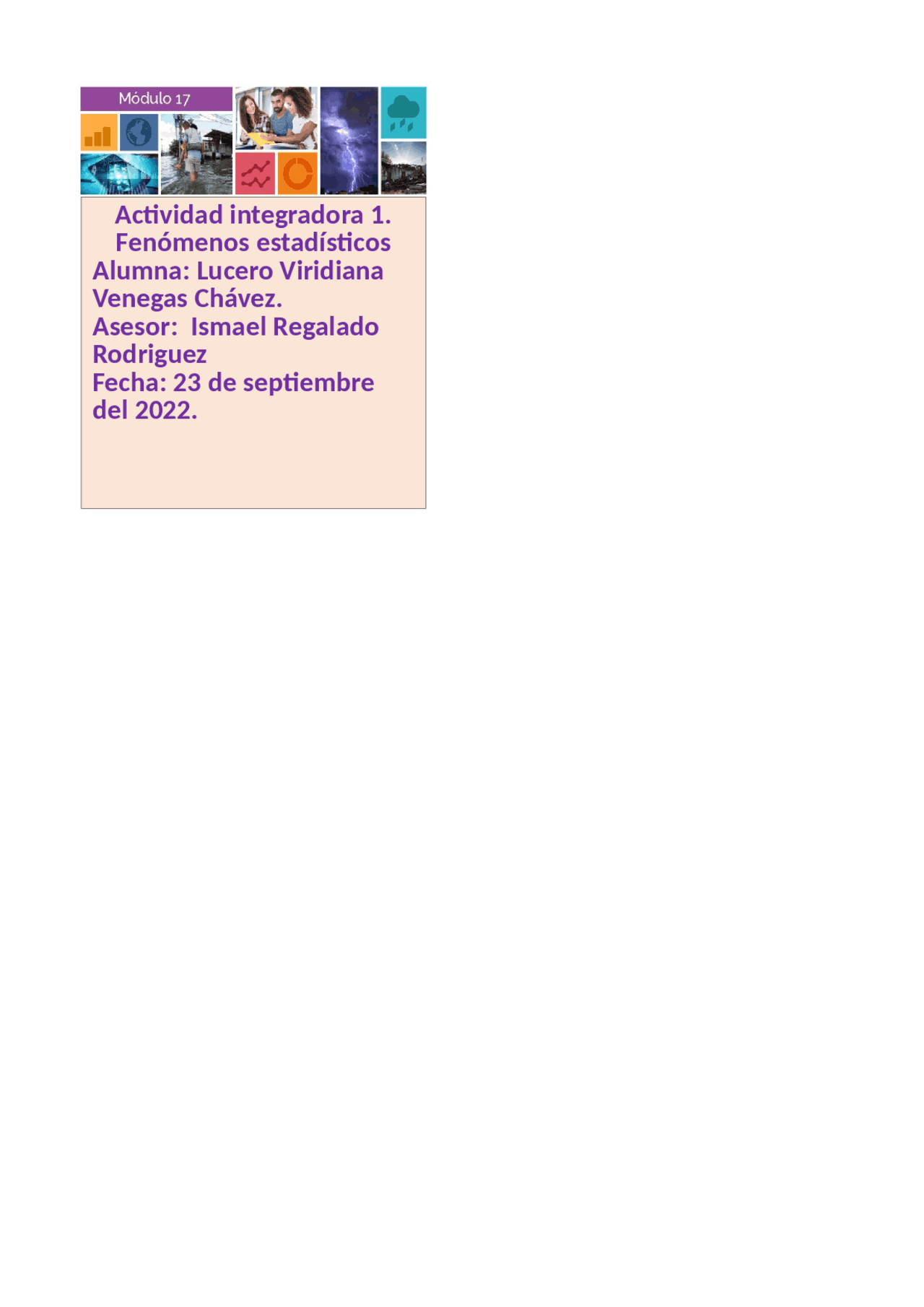 Actividad integradora 1. Módulo 17 | Ejercicios de Matemáticas | Docsity