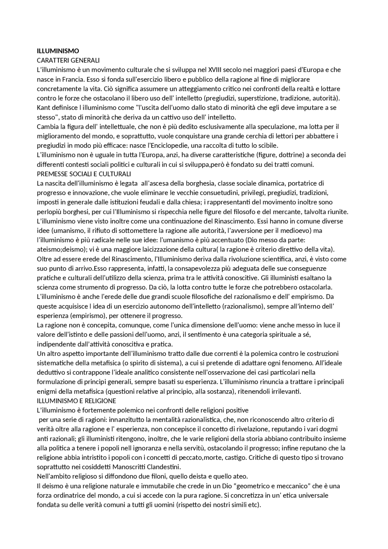 Illuminismo Schemi E Mappe Concettuali Di Filosofia Docsity