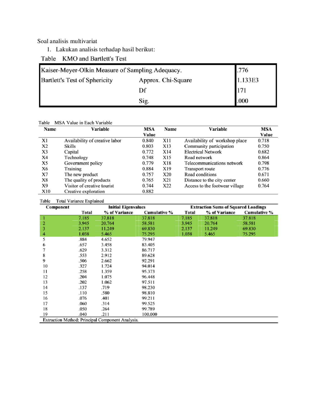 Soal Kuis Multivariate Analysis Quizzes Statistics Docsity