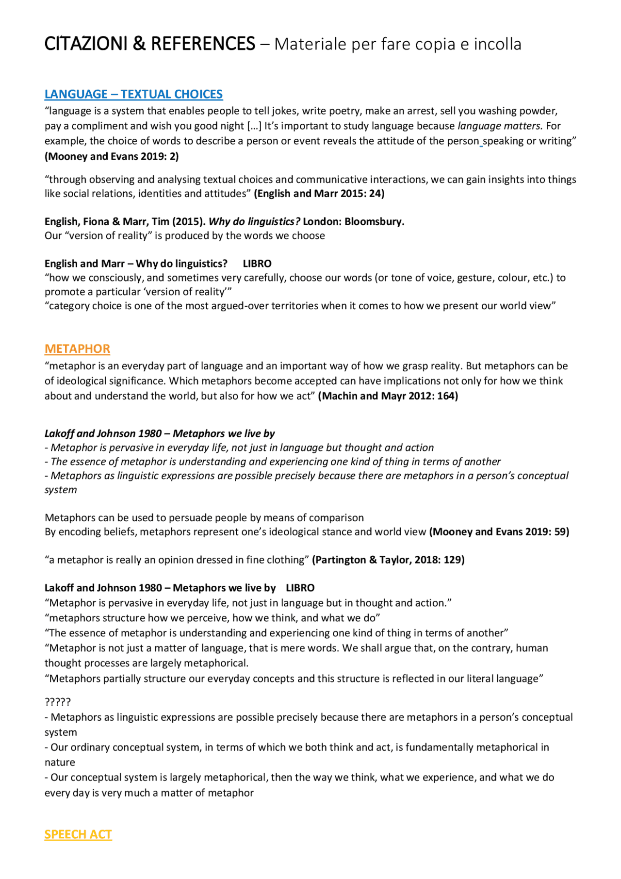 Lingua Inglese 3 Discourse Analysis Citazioni E References Appunti