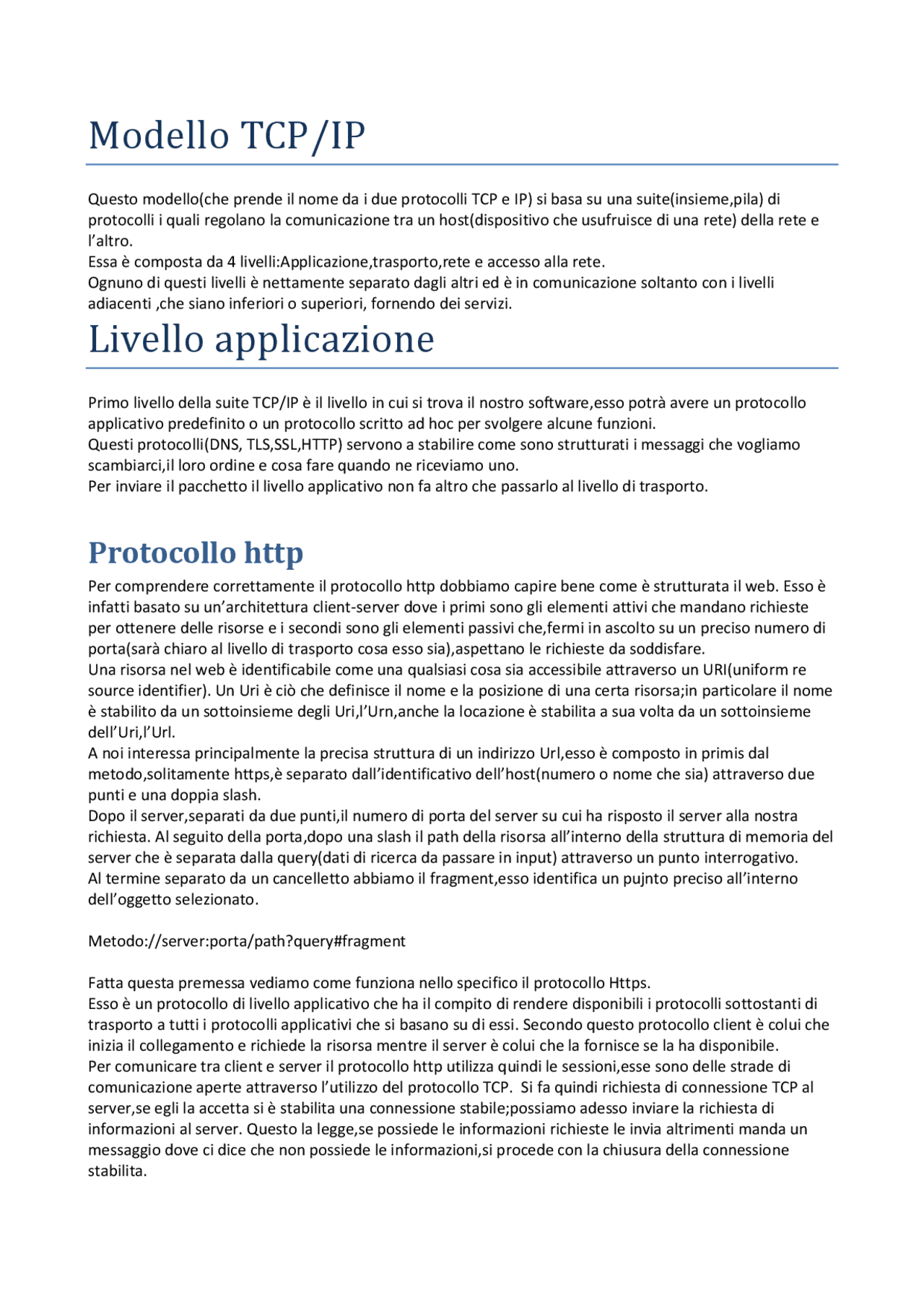Discussione E Descrizione Del Modello Tcp Ip Dispense Di
