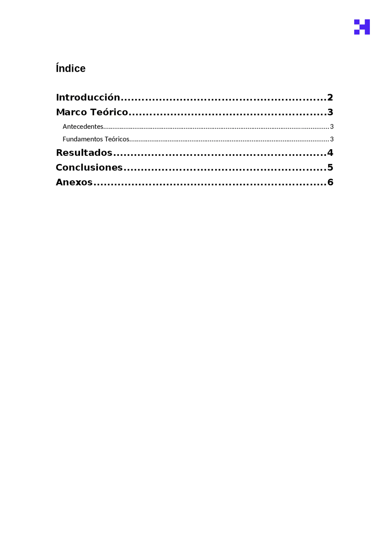 Plantilla de índice en Word para que se pueda utilizar | Exámenes de ...