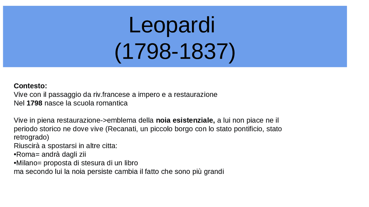 Powerpoint su Leopardi | Slide di Italiano | Docsity
