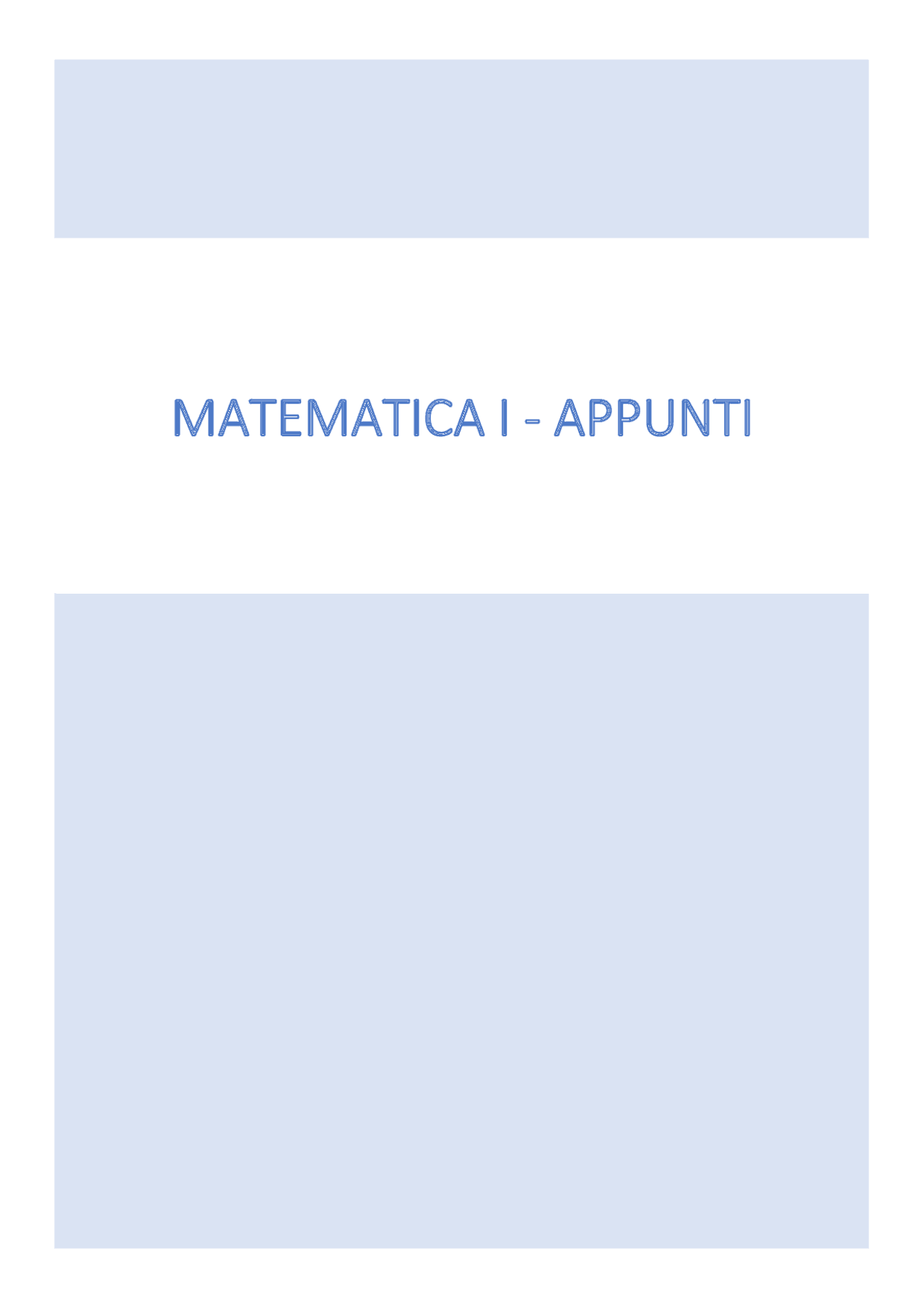 Appunti Di Matematica I Matematica 1 Appunti Di Matematica Generale