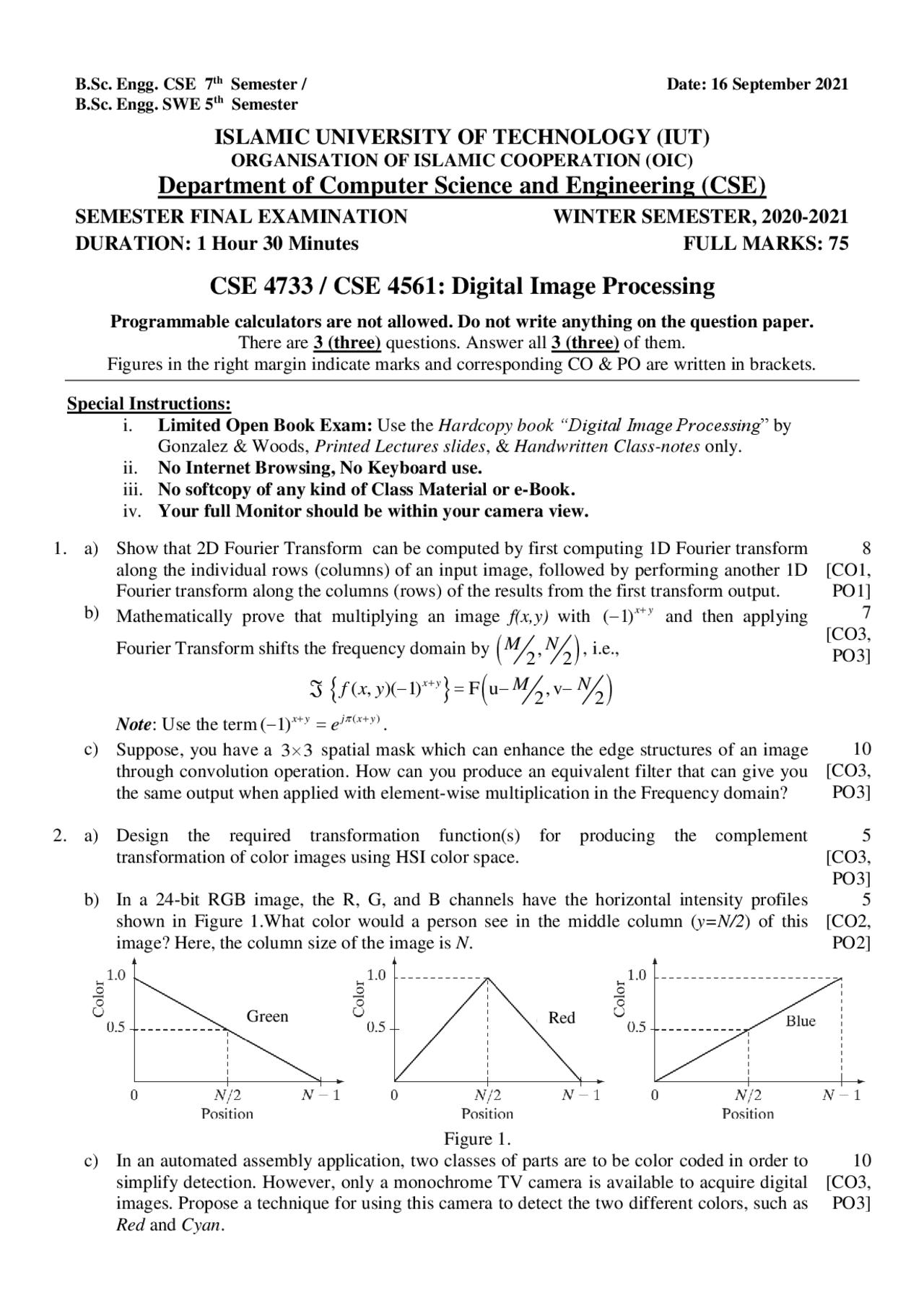 Digital Image Processing Exams Digital Image Processing Docsity