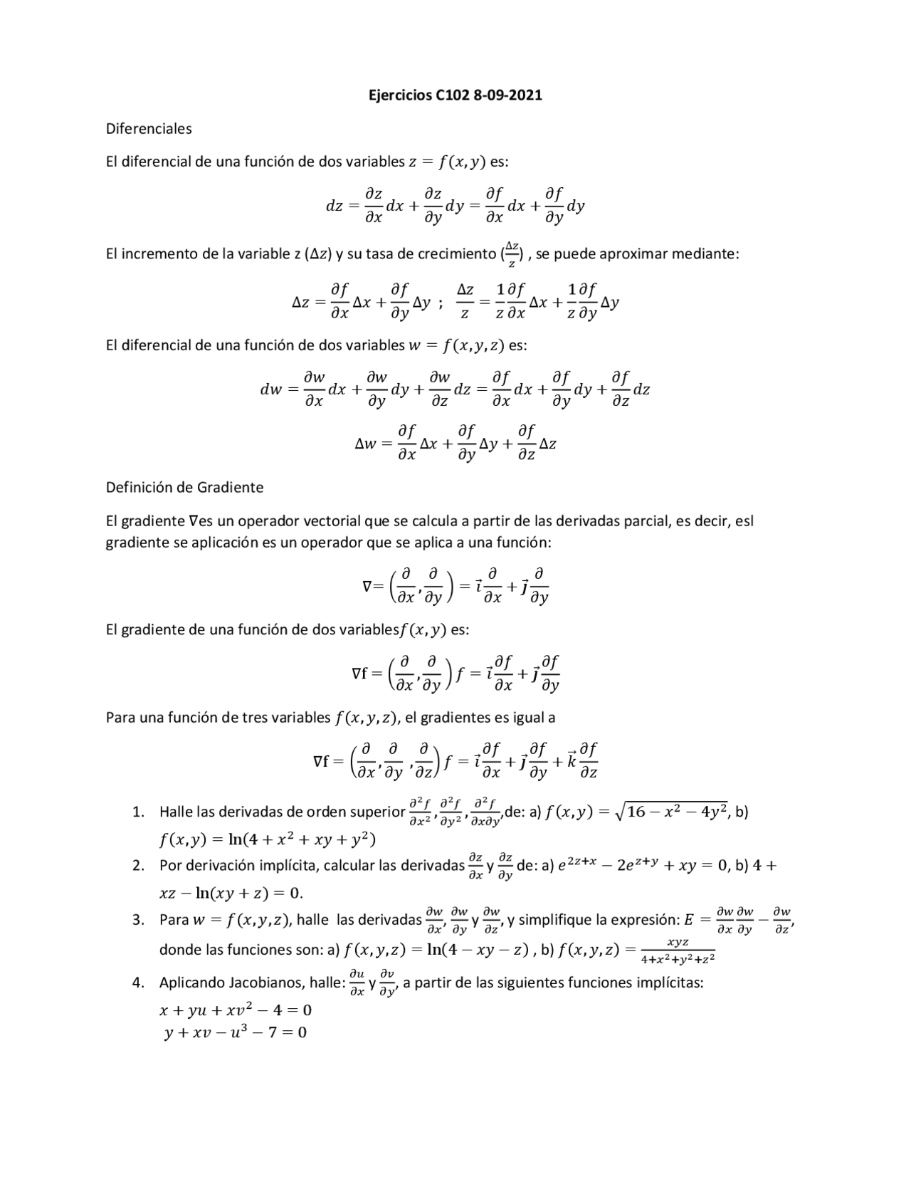 Analisis Matematico Ejercicios A Resolver Ejercicios De Análisis