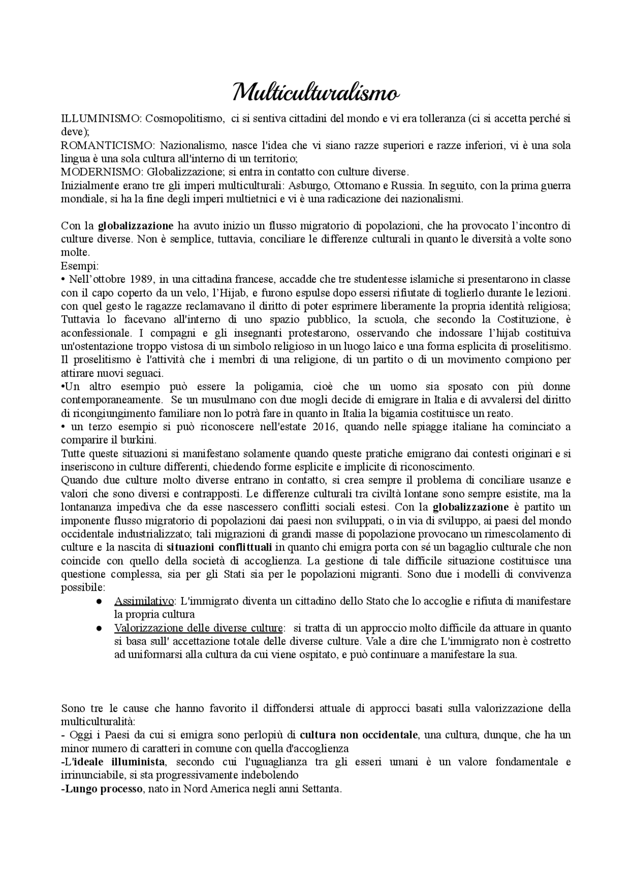 Multiculturalismo; dalle origini con la globalizzazione all'affermarsi | Appunti di Scienze ...