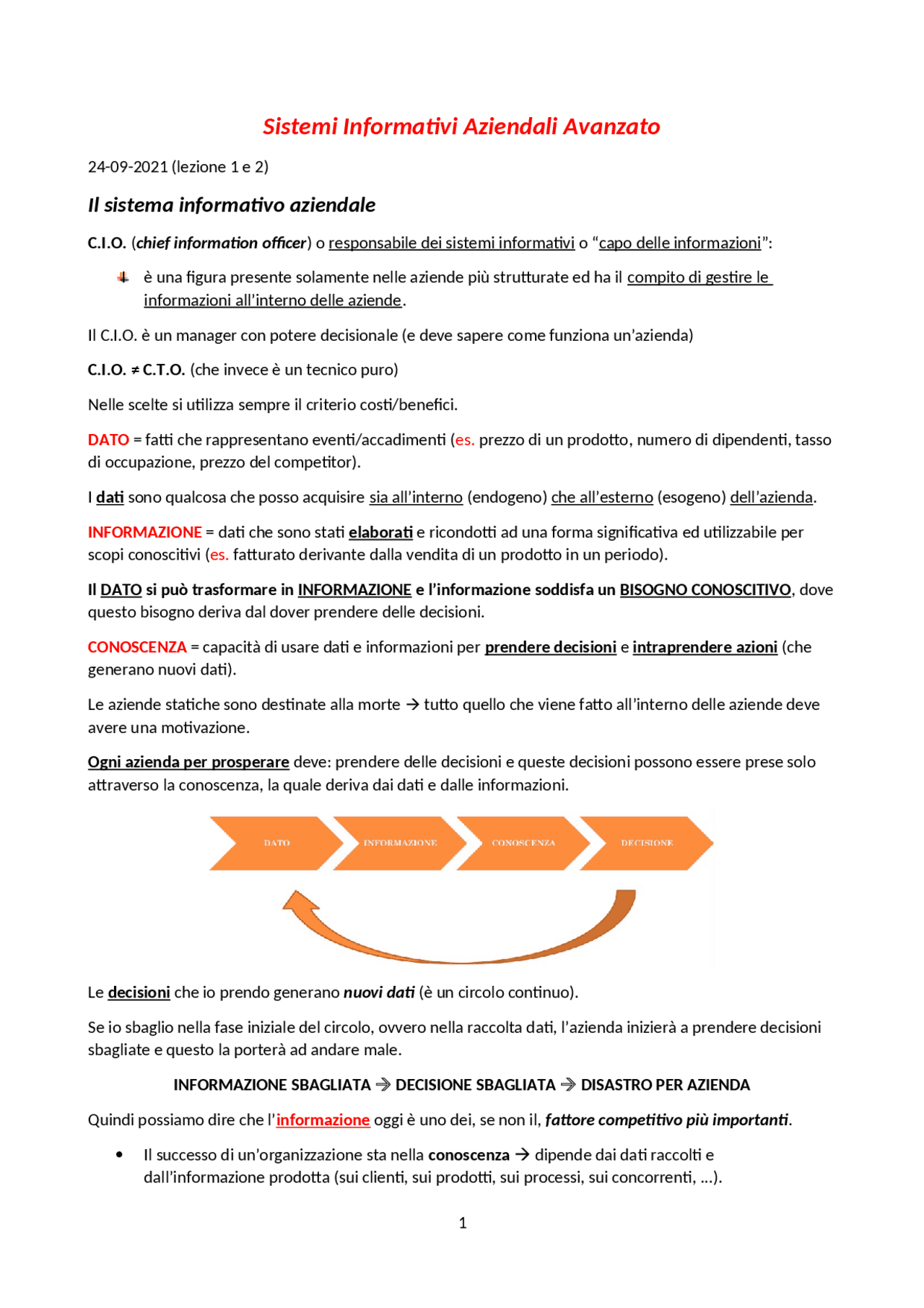 Sistemi informativi aziendali | Sbobinature di Sistemi Informativi ...