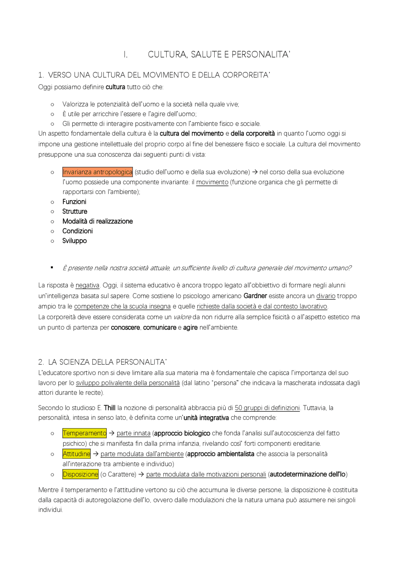 Didattica E Metodologia Delle Attività Motorie I Semestre Appunti
