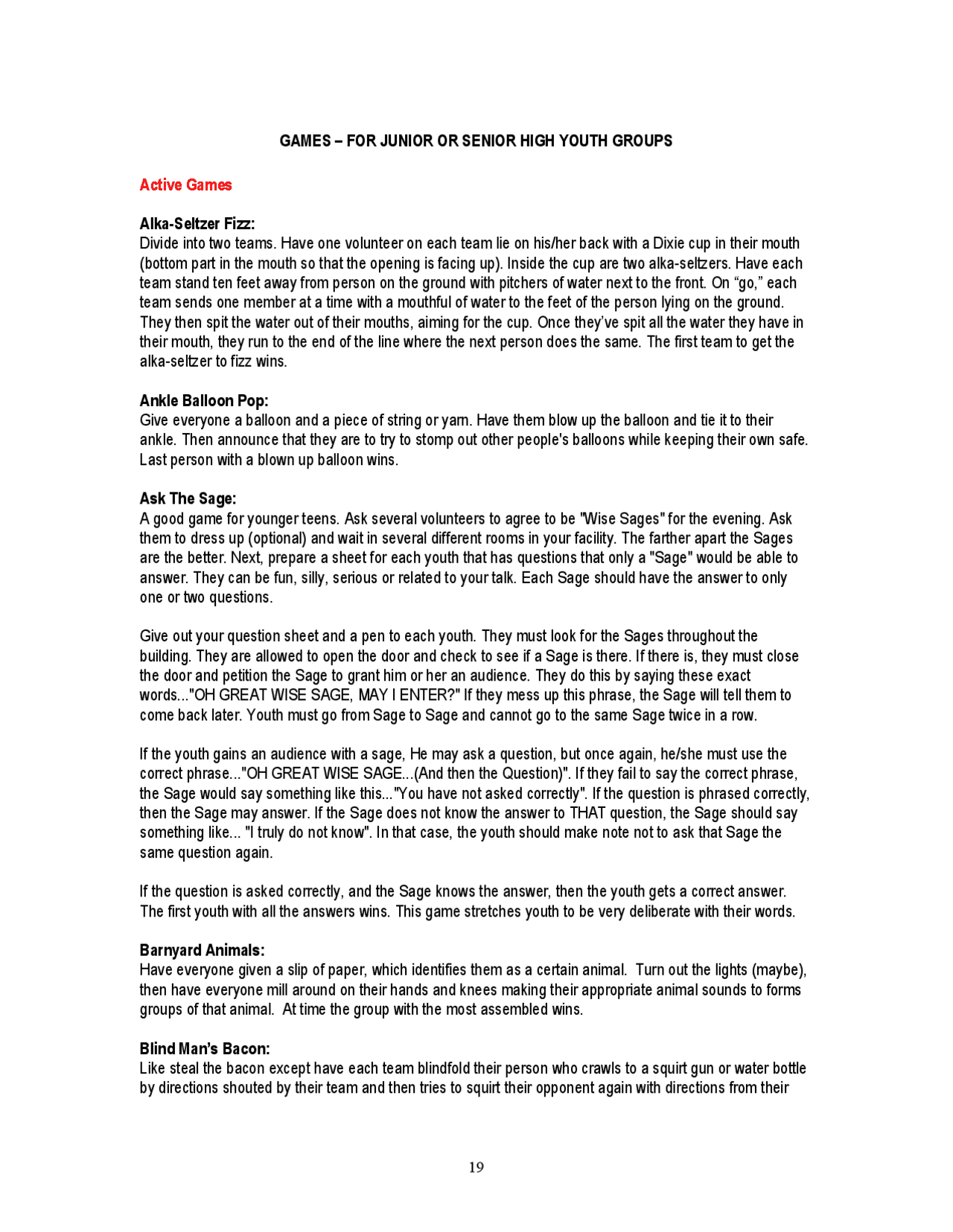 Games – for Junior or Senior High Youth Groups | Study Guides, Projects ...