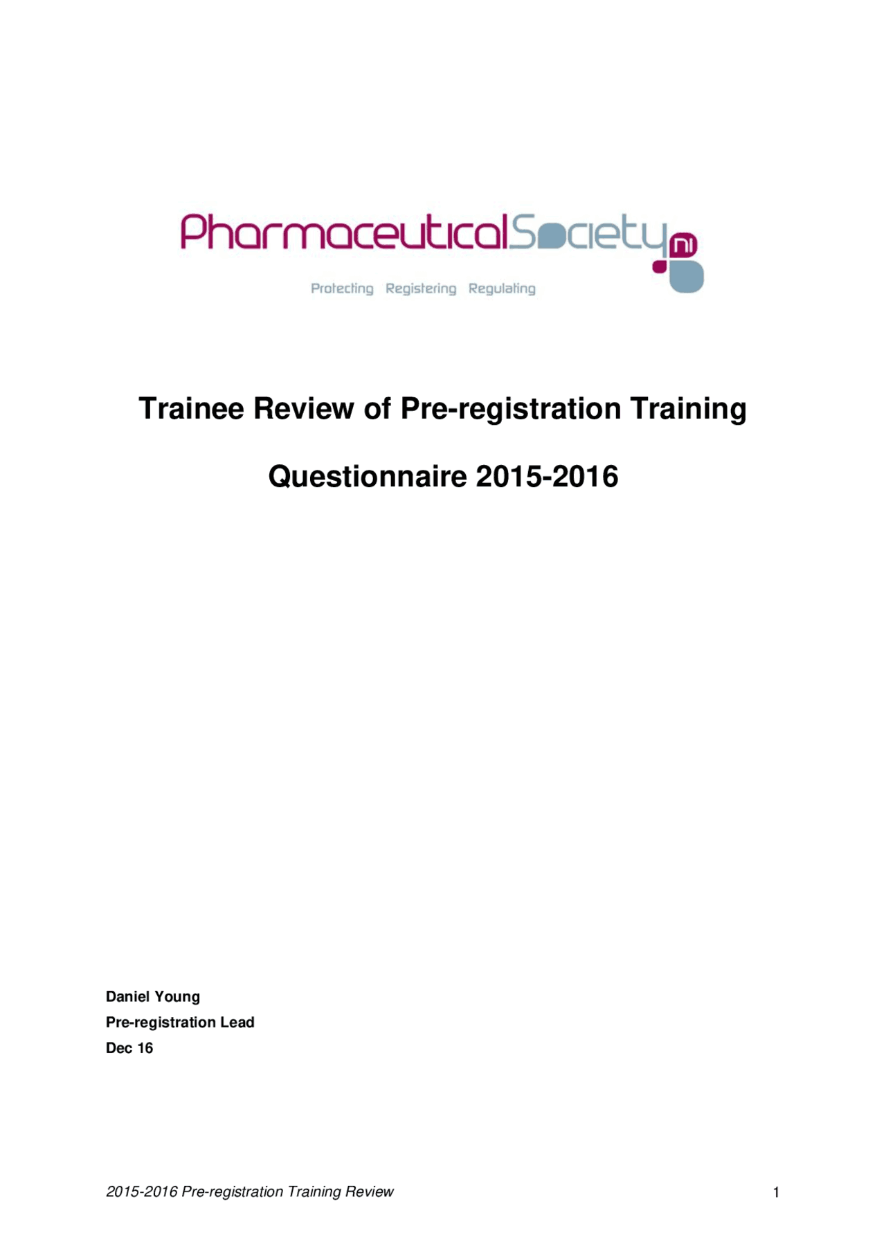 Trainee Review of Pre-registration Training Questionnaire ... | Study ...