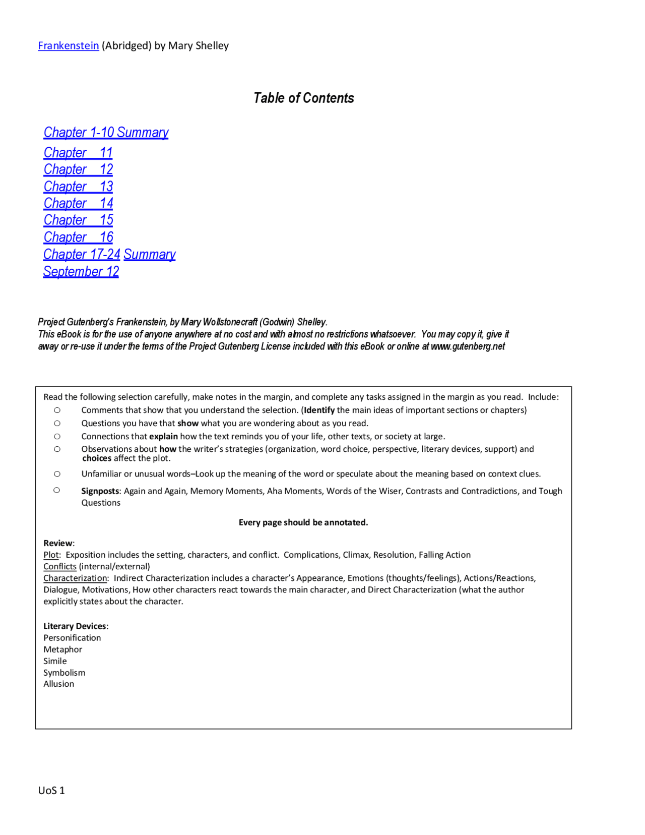 Mary Shelley's Frankenstein: Literary Devices and Character Analysis ...