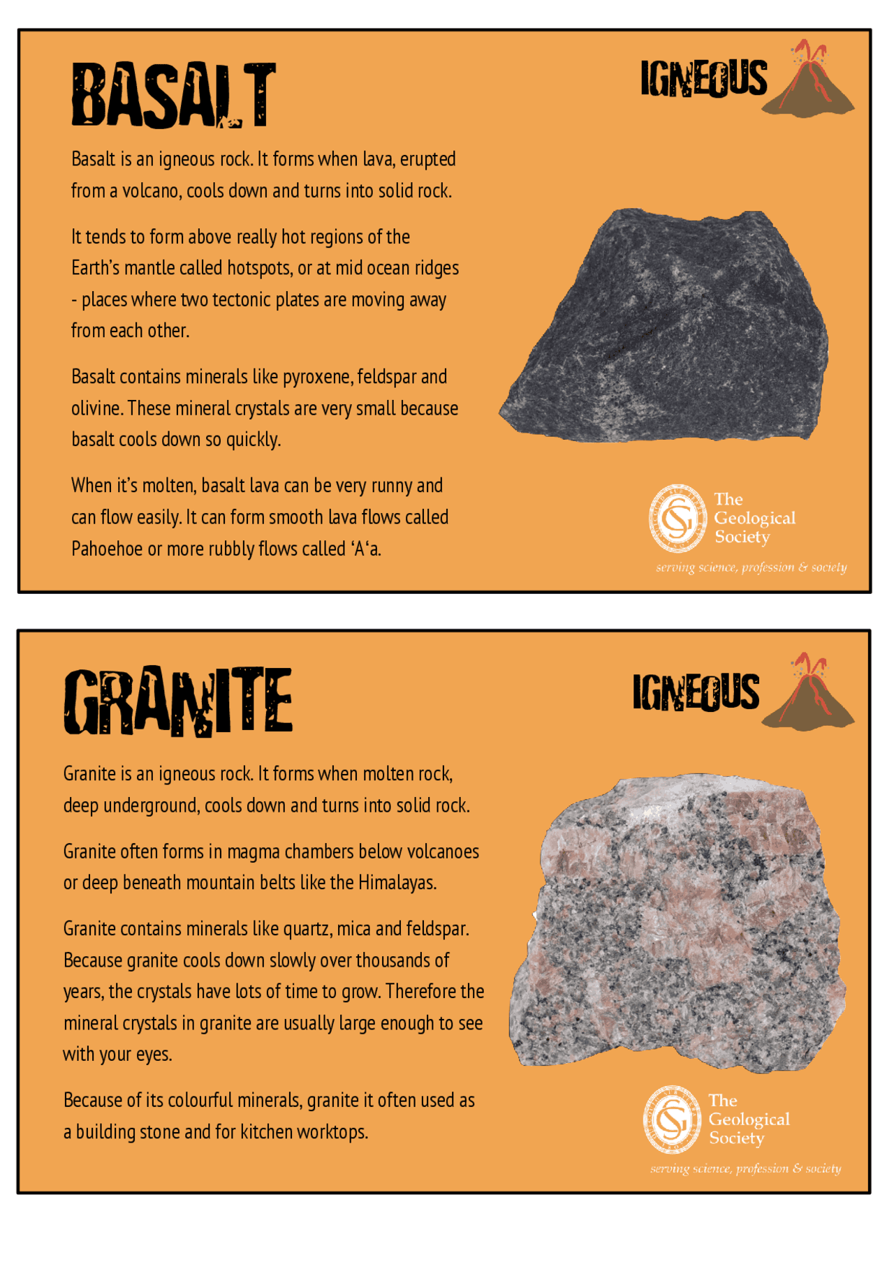 Rock Set General Cardspdf Exercises Geology Docsity