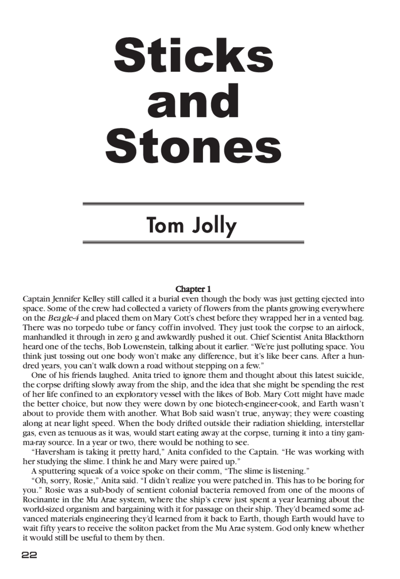 Sticks and Stones - Tom Jolly | Study notes Voice | Docsity
