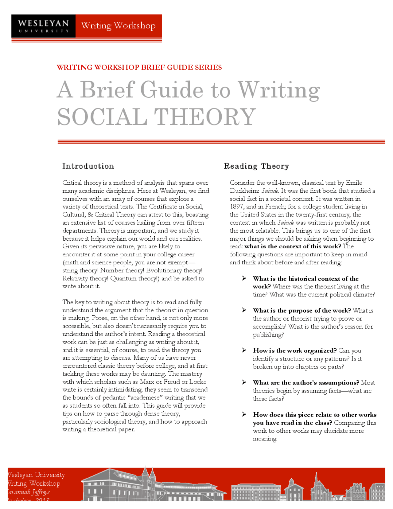 A Brief Guide to Writing SOCIAL THEORY | Summaries Sociology | Docsity