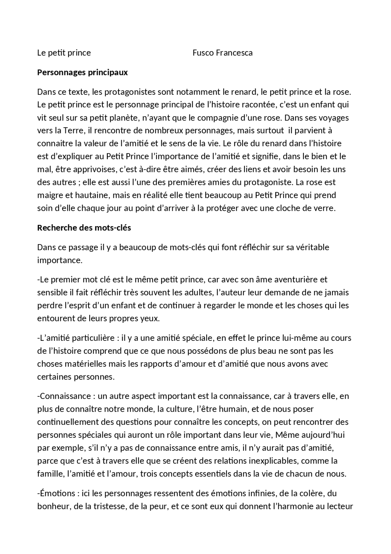 Il Piccolo Principe In Francese Appunti Di Francese Docsity