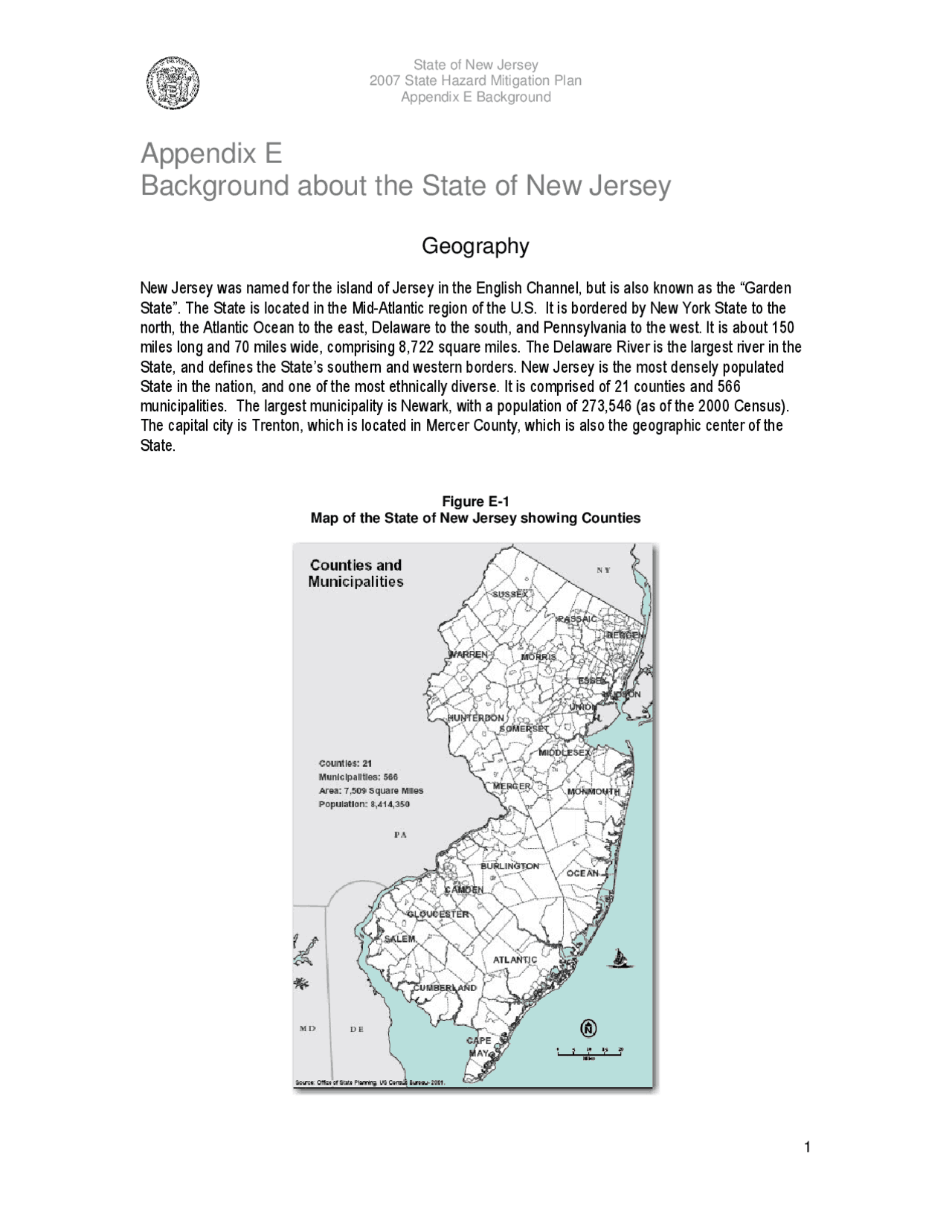Appendix E Background about the State of New Jersey | Exams Geography ...