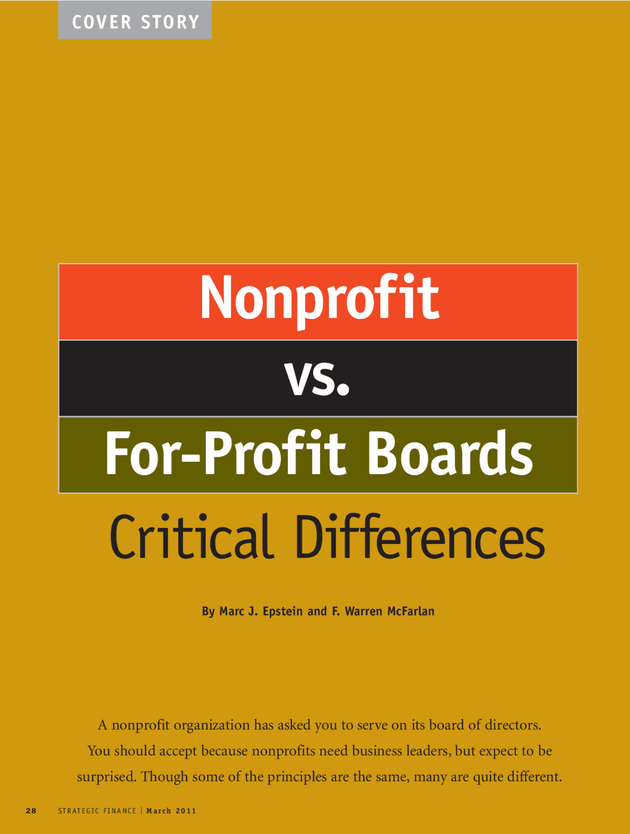 Critical Differences Nonprofit For-Profit Boards vs. | Study notes ...