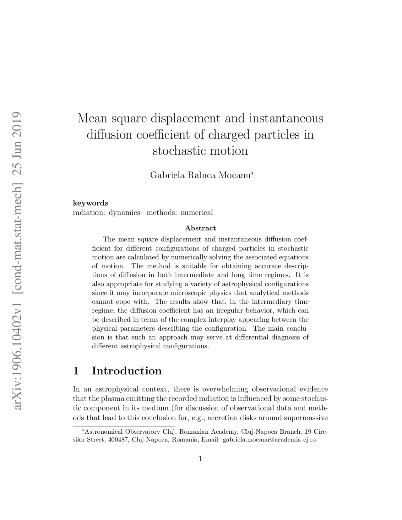 Mean square displacement and instantaneous diffusion ... | Study notes ...