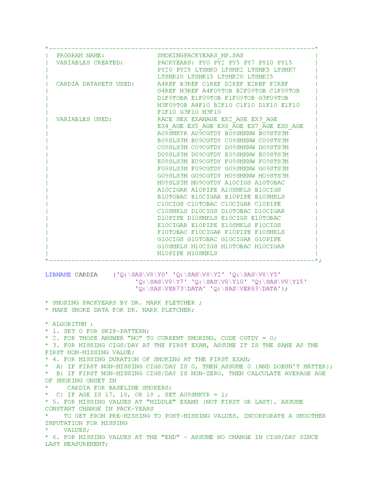 Smokingpackyearsmpsas Variab Lecture Notes Advanced Computer