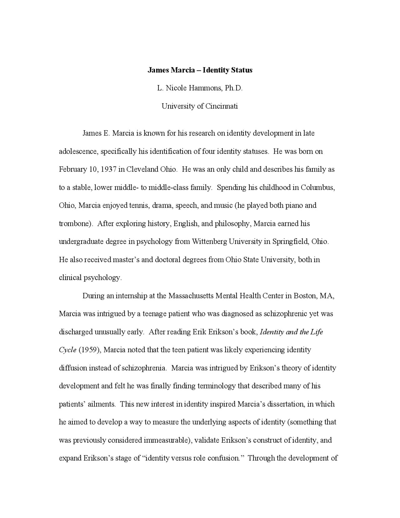 James Marcia – Identity Status | Study Guides, Projects, Research Music ...