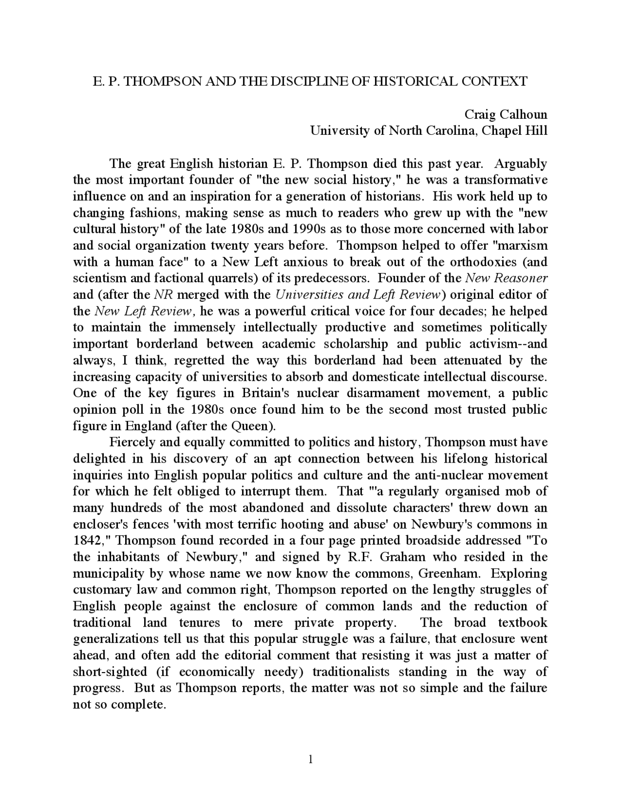 E.P. Thompson and the Discipline of Historical Context | Slides English ...