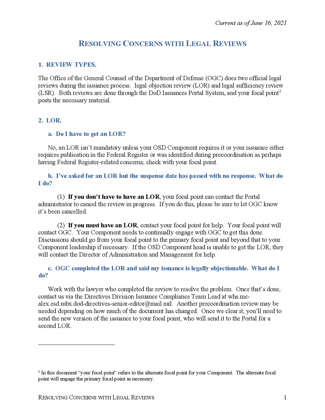 Legal Review Process for DoD Issuances: LOR and LSR | Study Guides ...