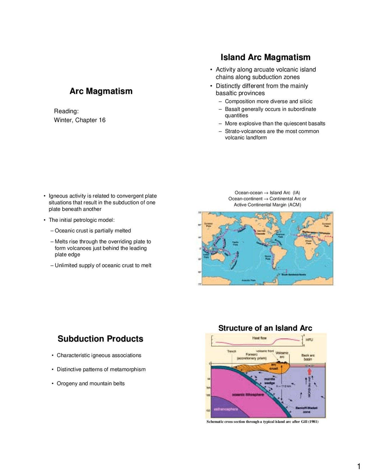 Island arc magmatism. | Schemes and Mind Maps Geography | Docsity